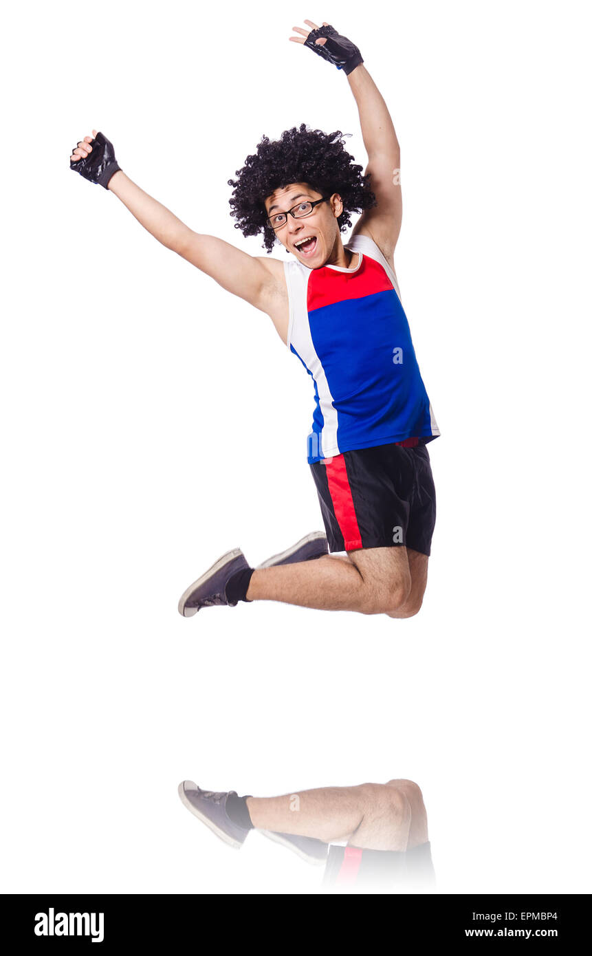 One man exercising jumping Cut Out Stock Images & Pictures - Alamy