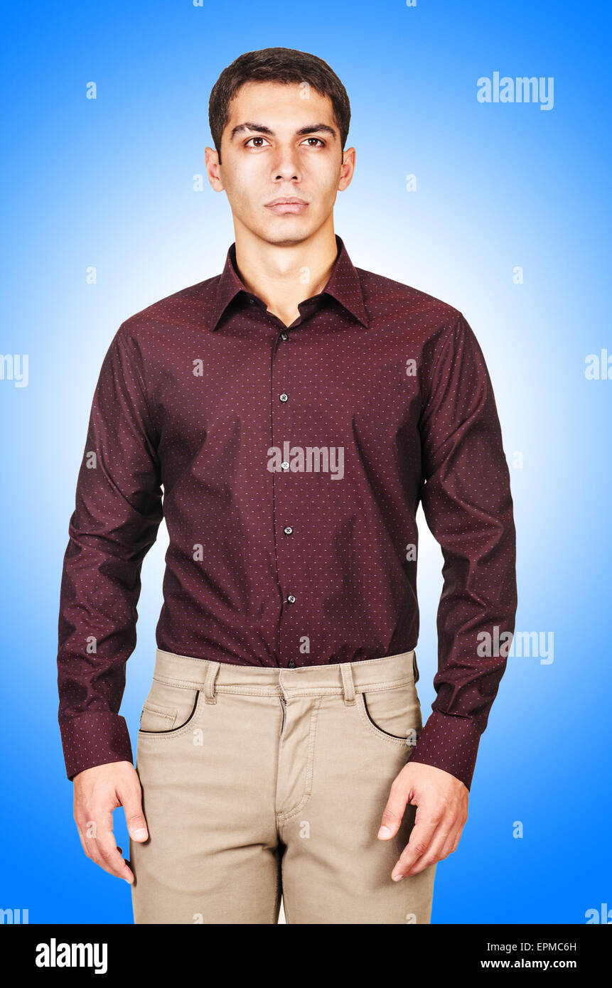 Male model with shirt isolated on white Stock Photo - Alamy