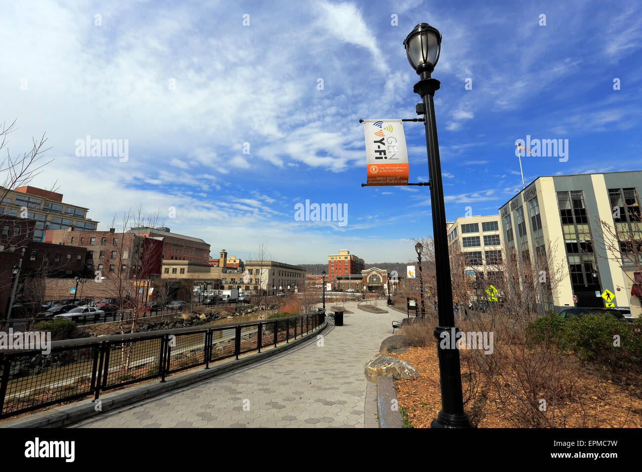 Van der Donck Park and Larkin Plaza downtown Yonkers New York Stock ...