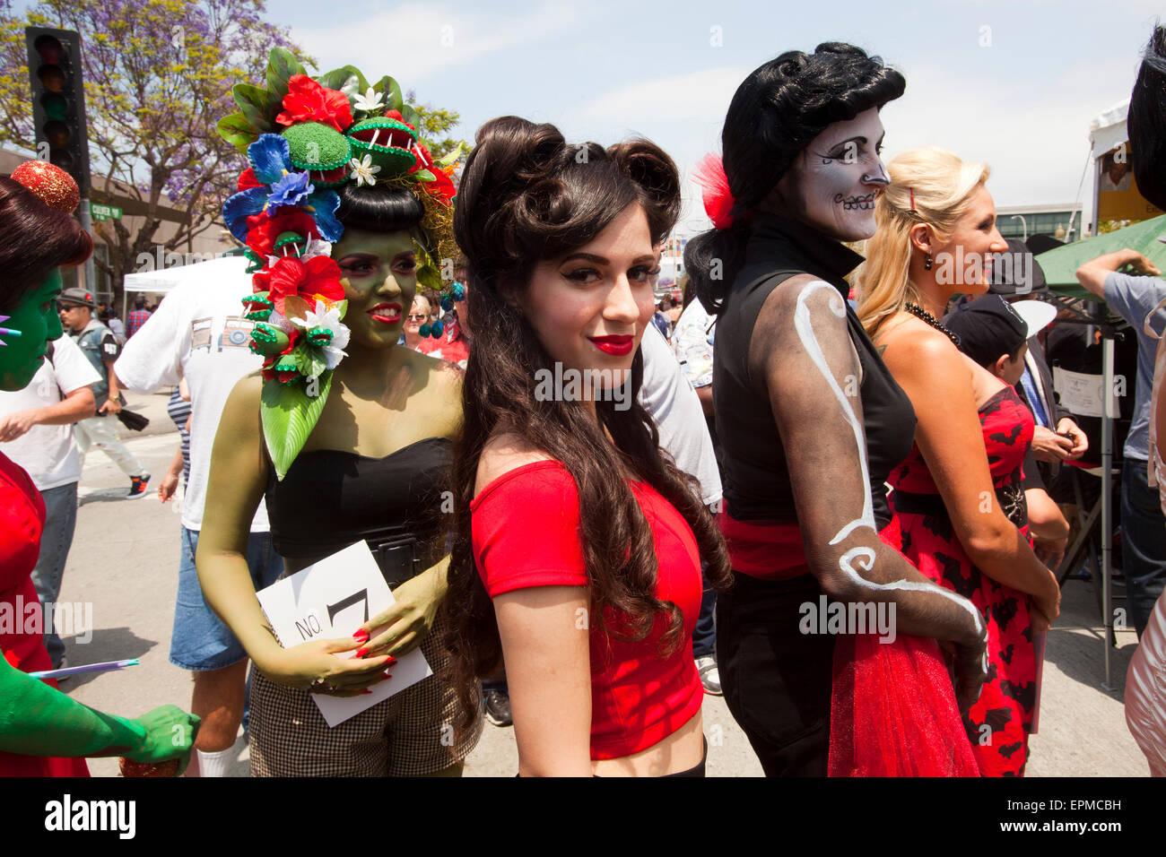 Women dressed up for costume contest at 2015 Culver City Car Show Stock ...
