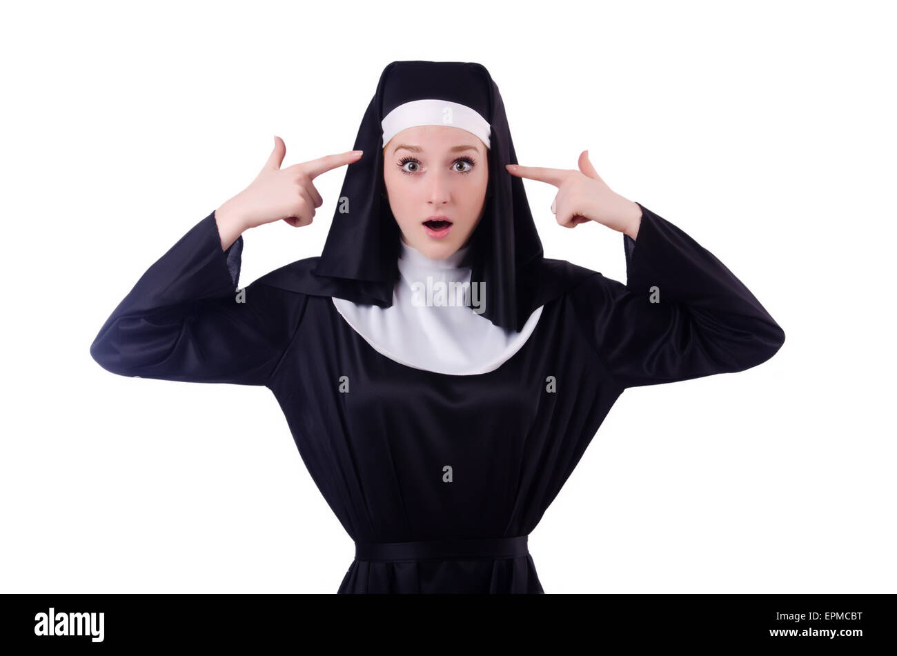Nun isolated on the white background Stock Photo - Alamy