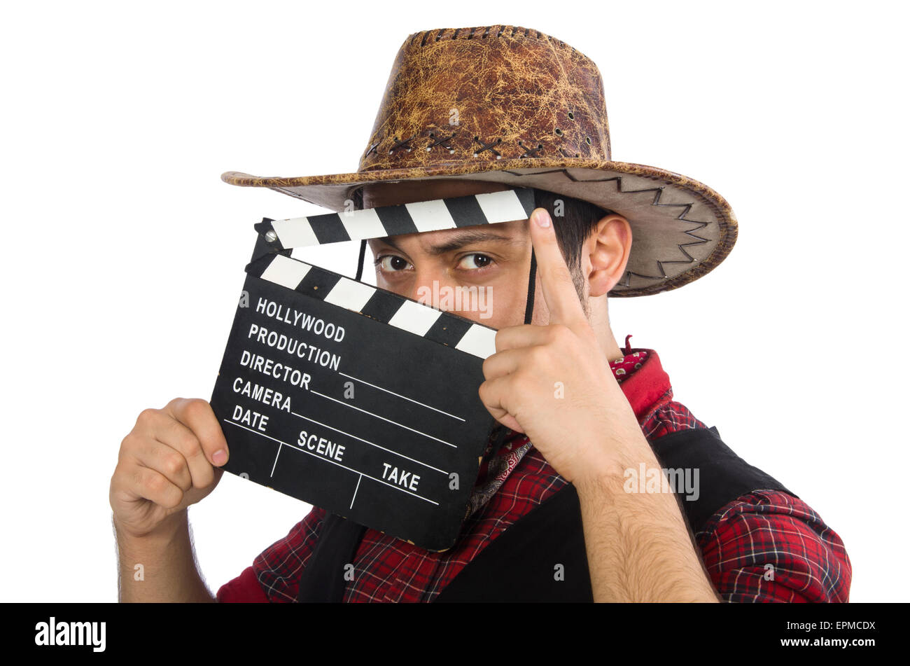 Young cowboy isolated on white Stock Photo - Alamy