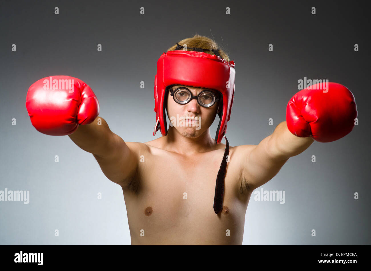Funny boxer against dark background Stock Photo - Alamy