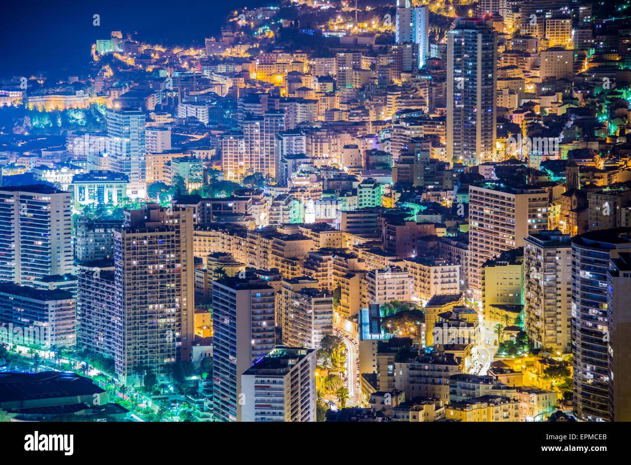 Night view of Monaco from mountain Stock Photo - Alamy