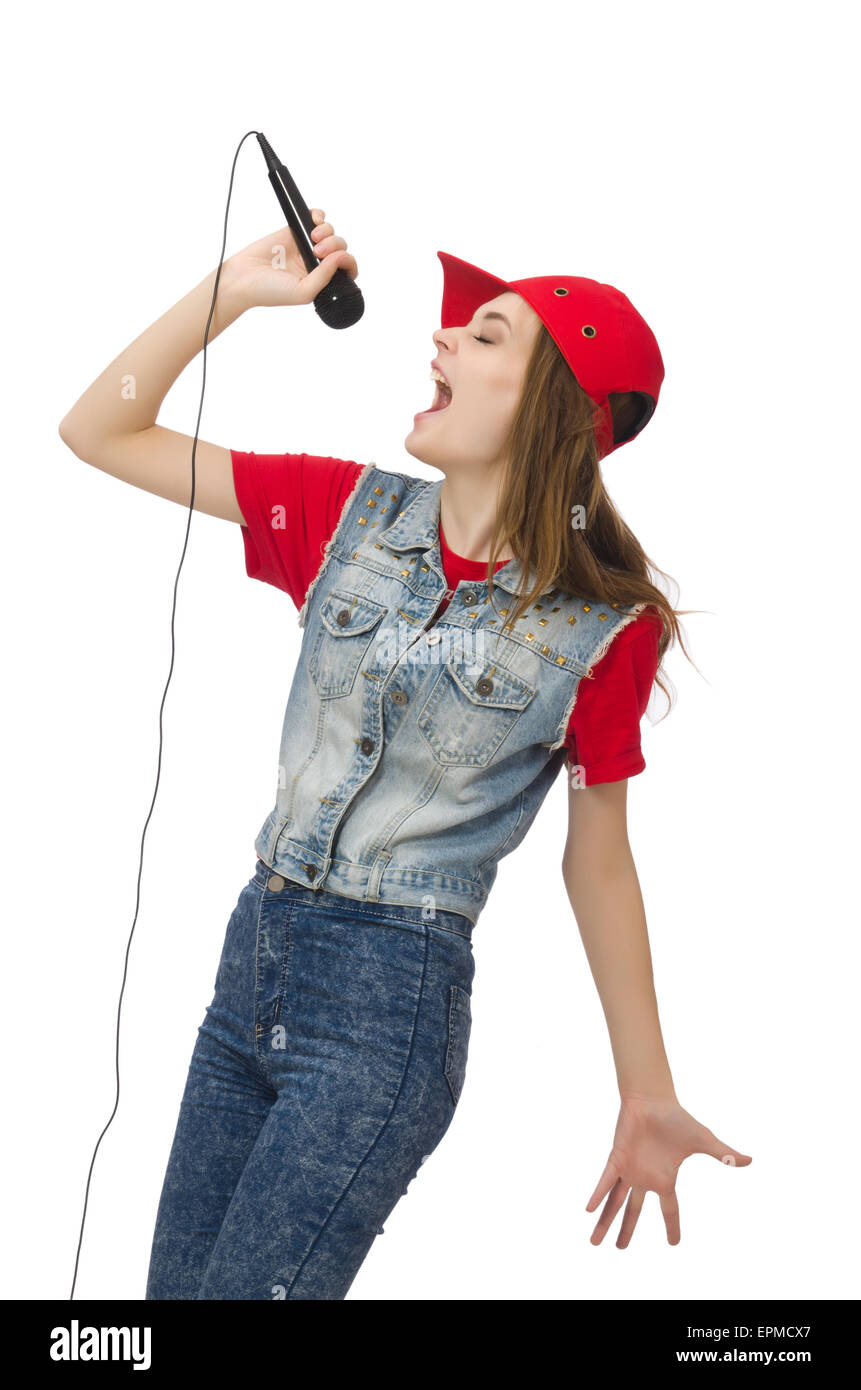 Girl sings on stage Cut Out Stock Images & Pictures - Alamy