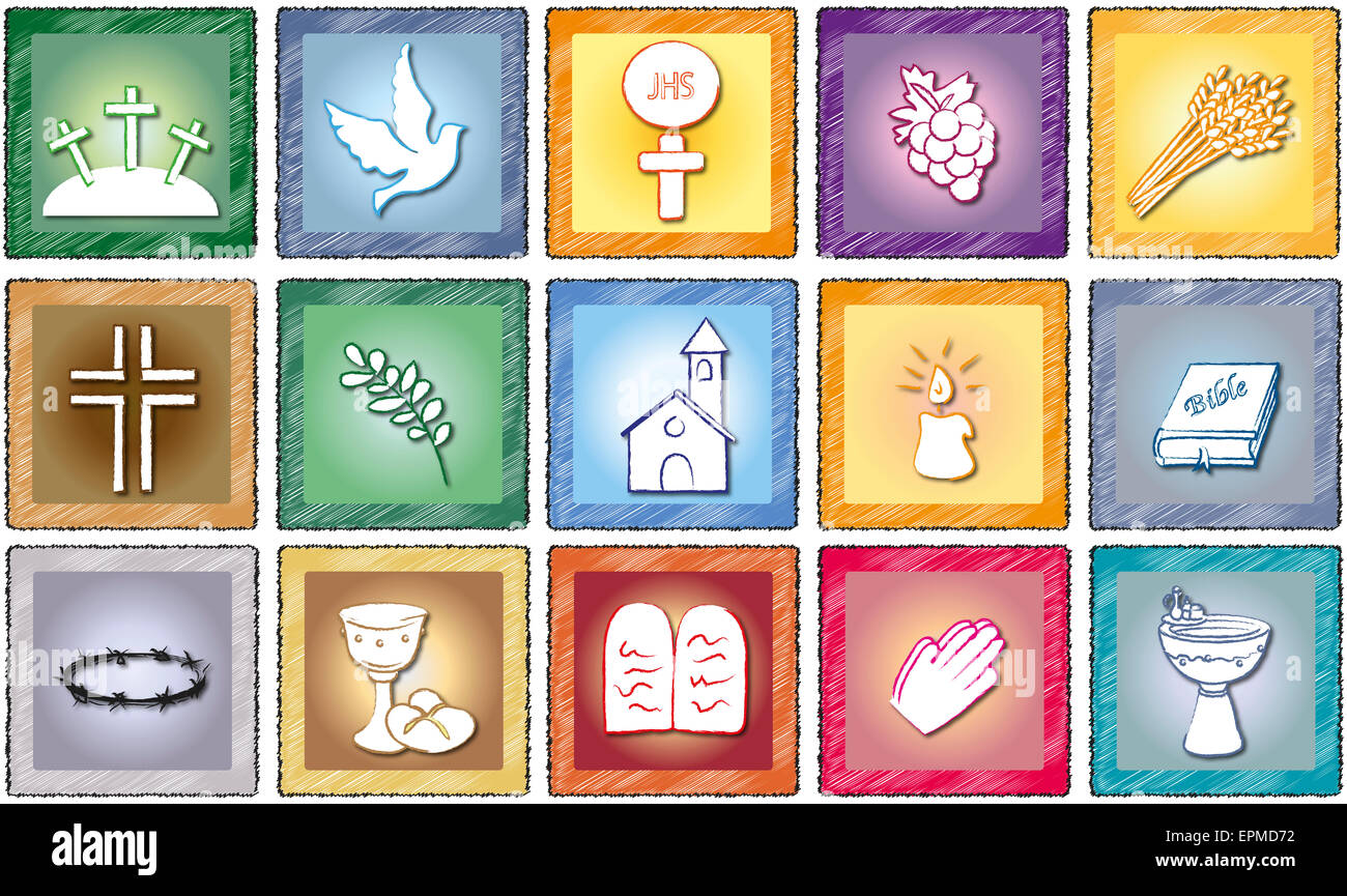 illustration of religion icons isolated Stock Photo - Alamy
