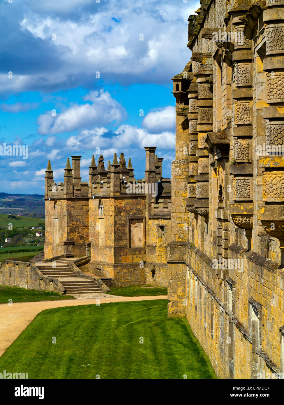 The walls of Bolsover Castle in Derbyshire England UK a grade 1 listed ...