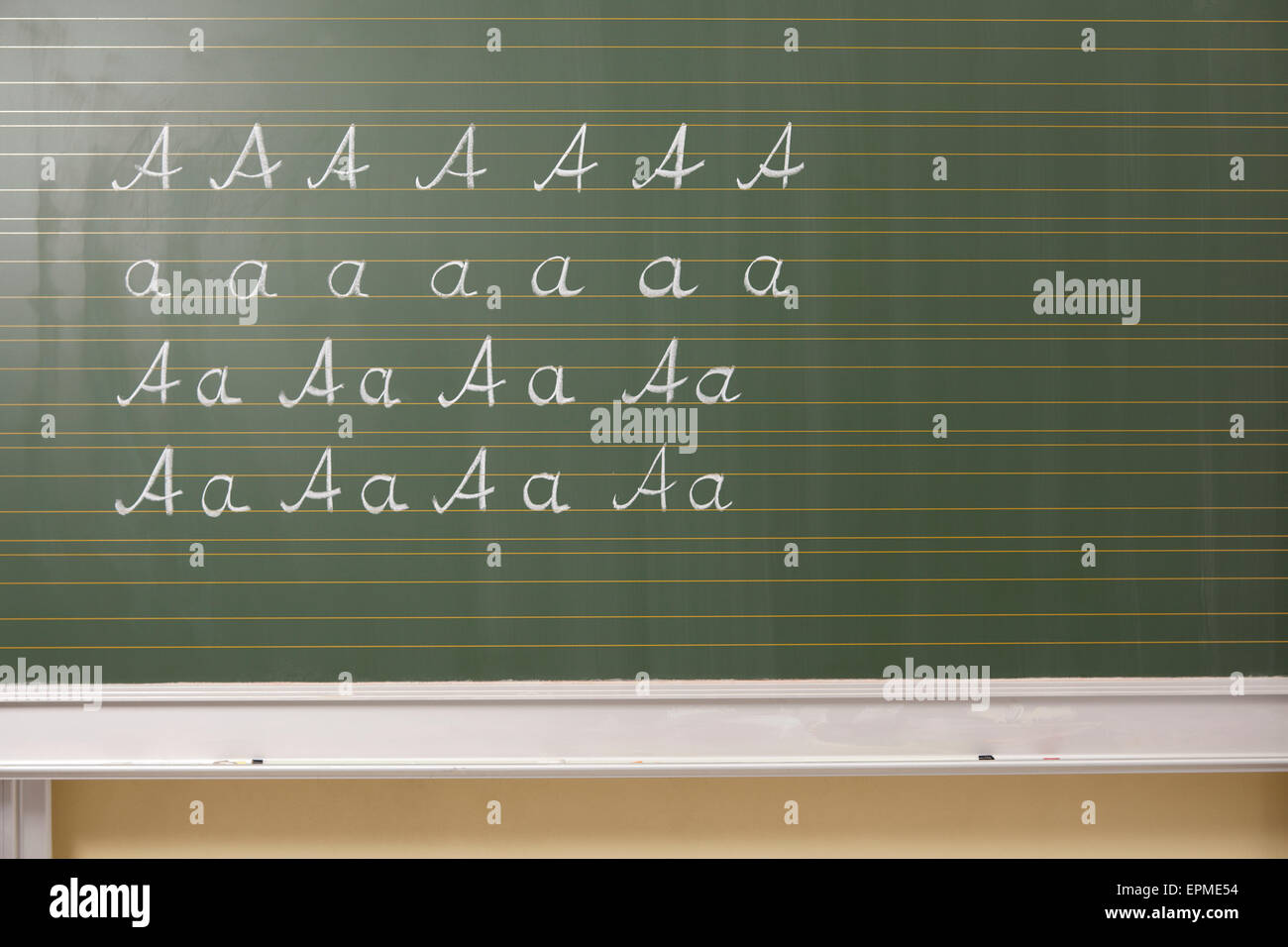 Variations of letter A at blackboard in classroom Stock Photo - Alamy