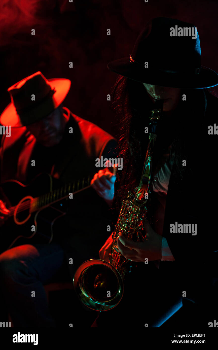 Saxophone and Guitar Stock Photo - Alamy