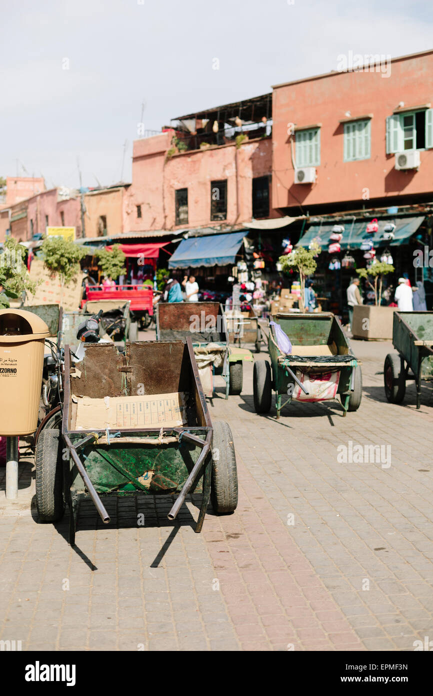 Empty Porter's Carts parked in the sun of the souq (market) in the ...