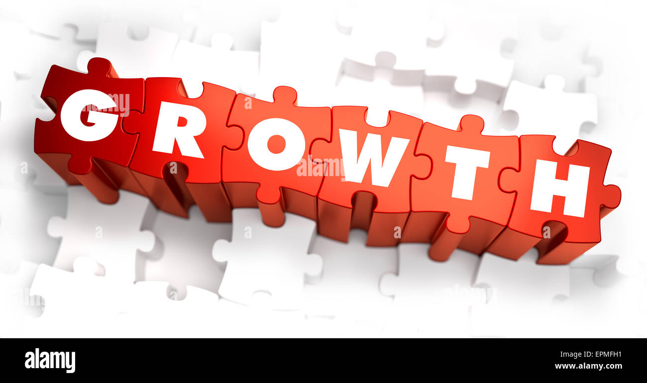Growth - Text on Red Puzzles with White Background. 3D Render Stock ...