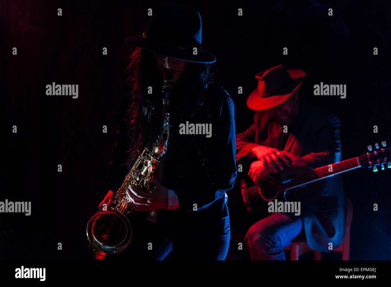 Saxophone and Guitar Stock Photo - Alamy