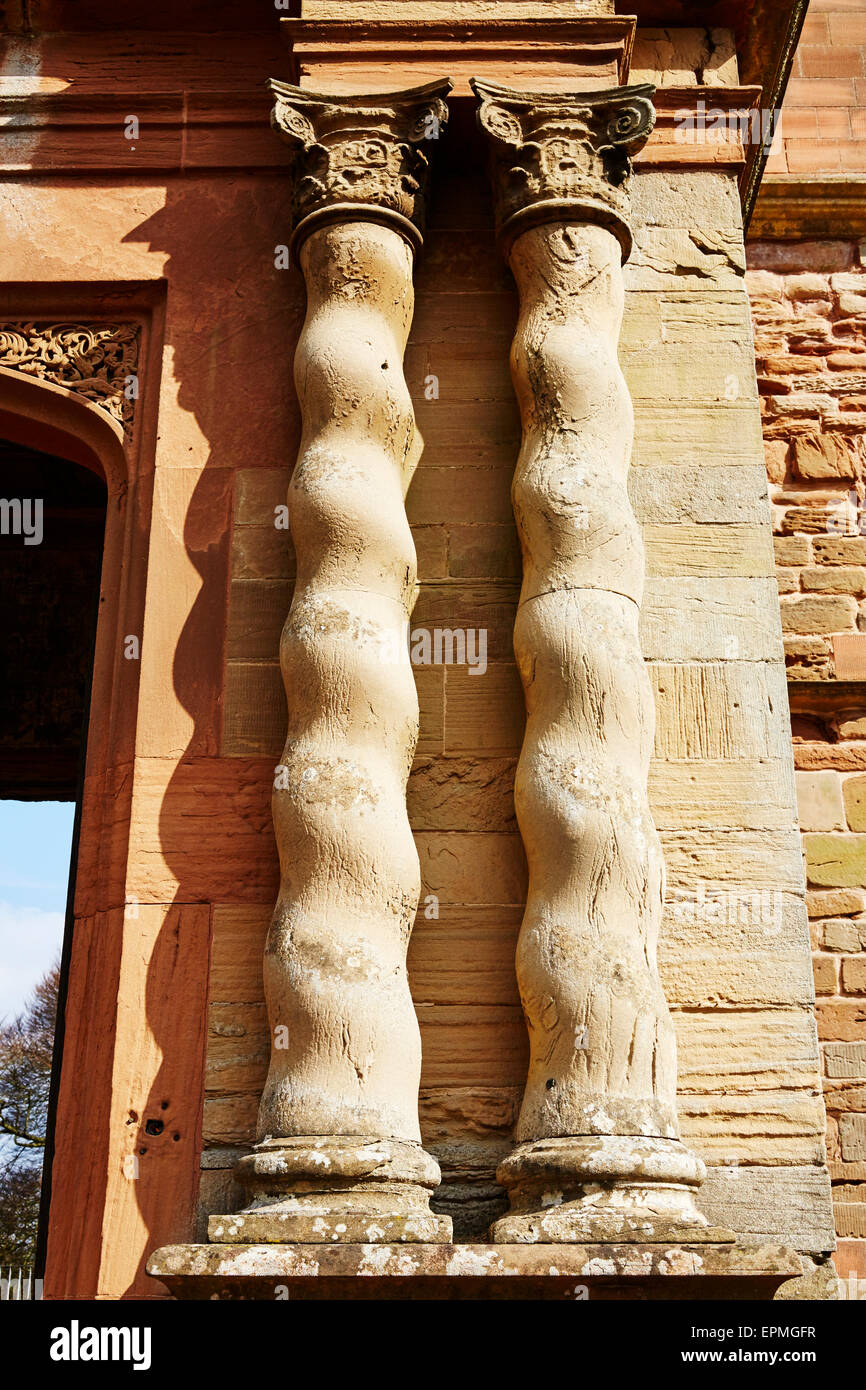 Stone column detail at Rufford Abbey Stock Photo - Alamy