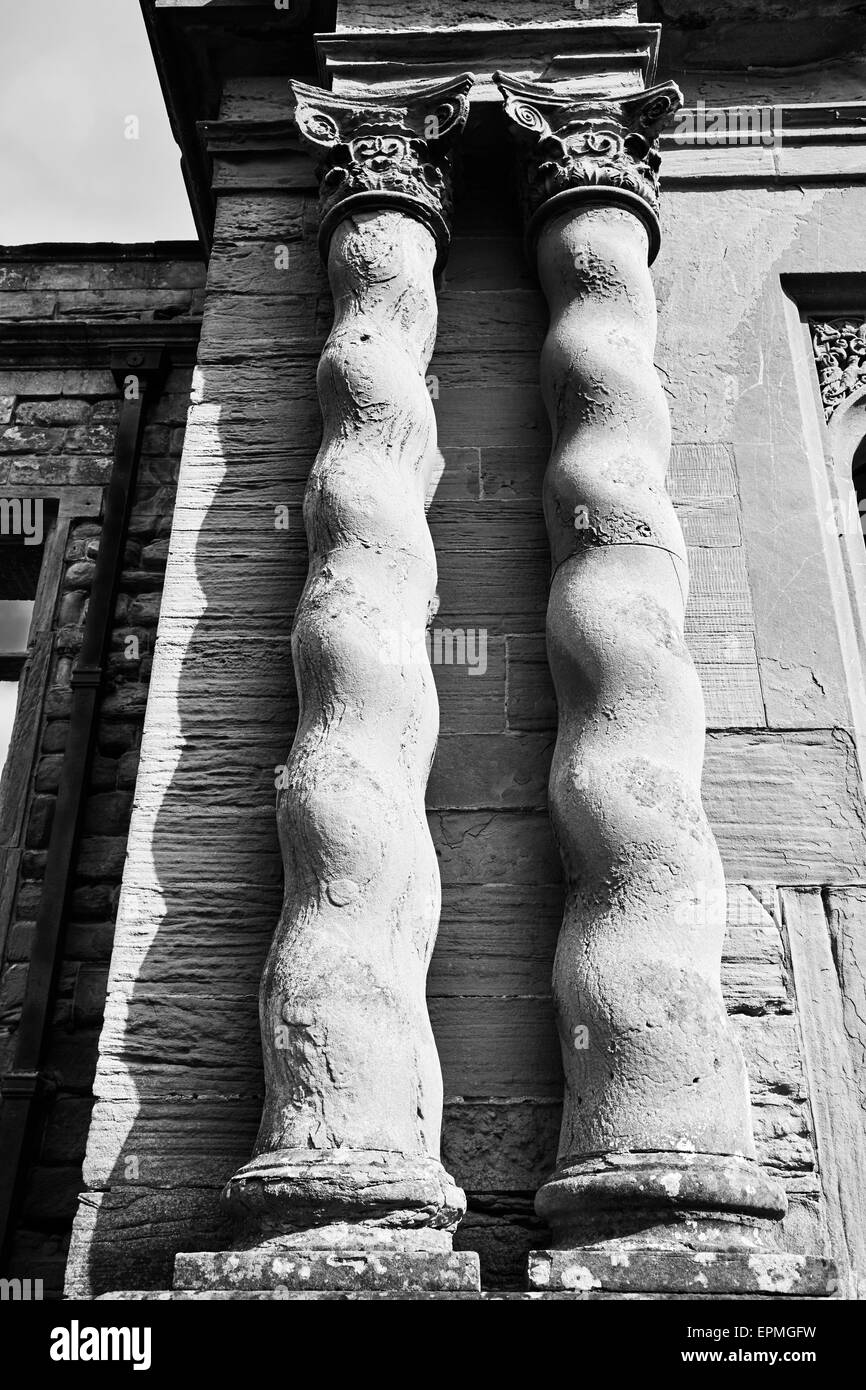 Stone column detail at Rufford Abbey Stock Photo - Alamy