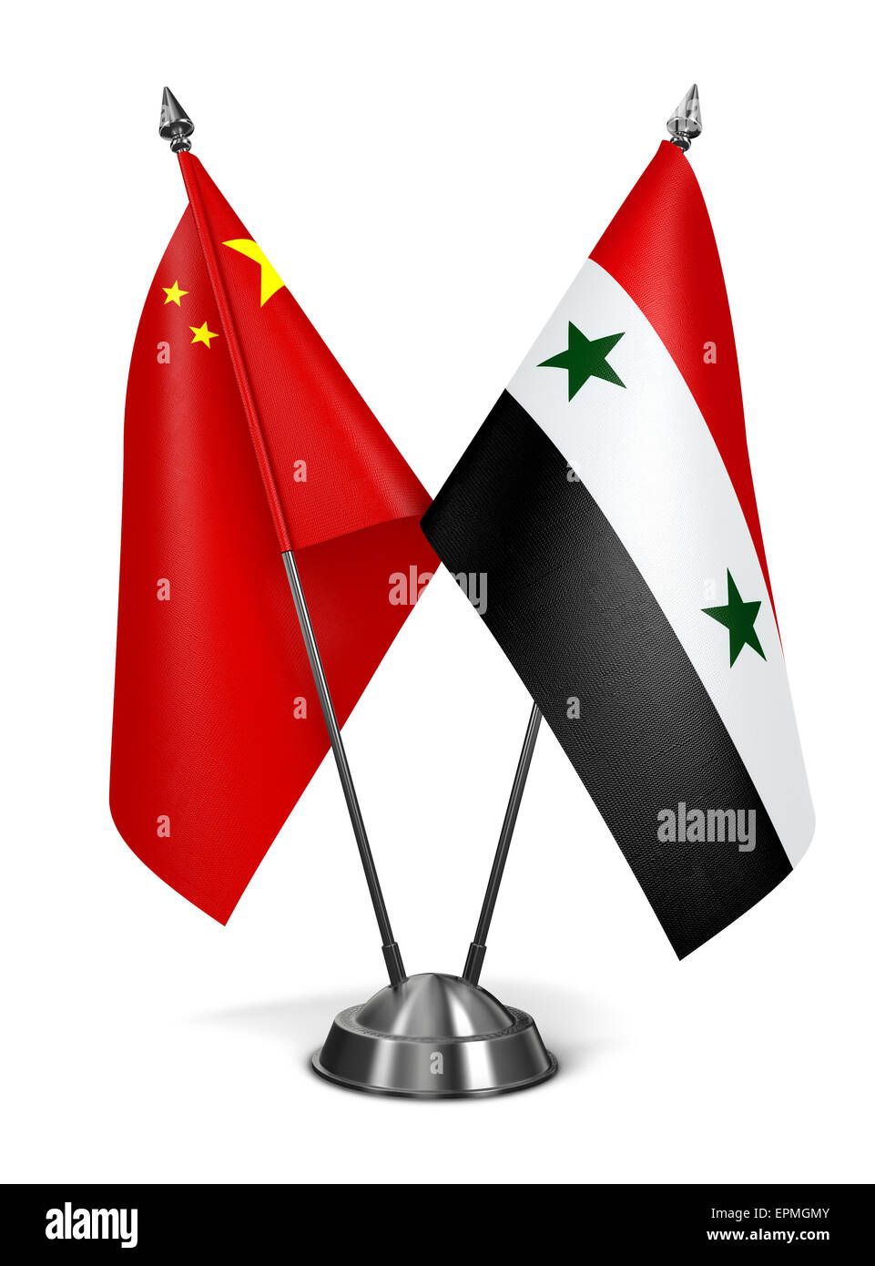 China and Syria - Miniature Flags Isolated on White Background Stock ...