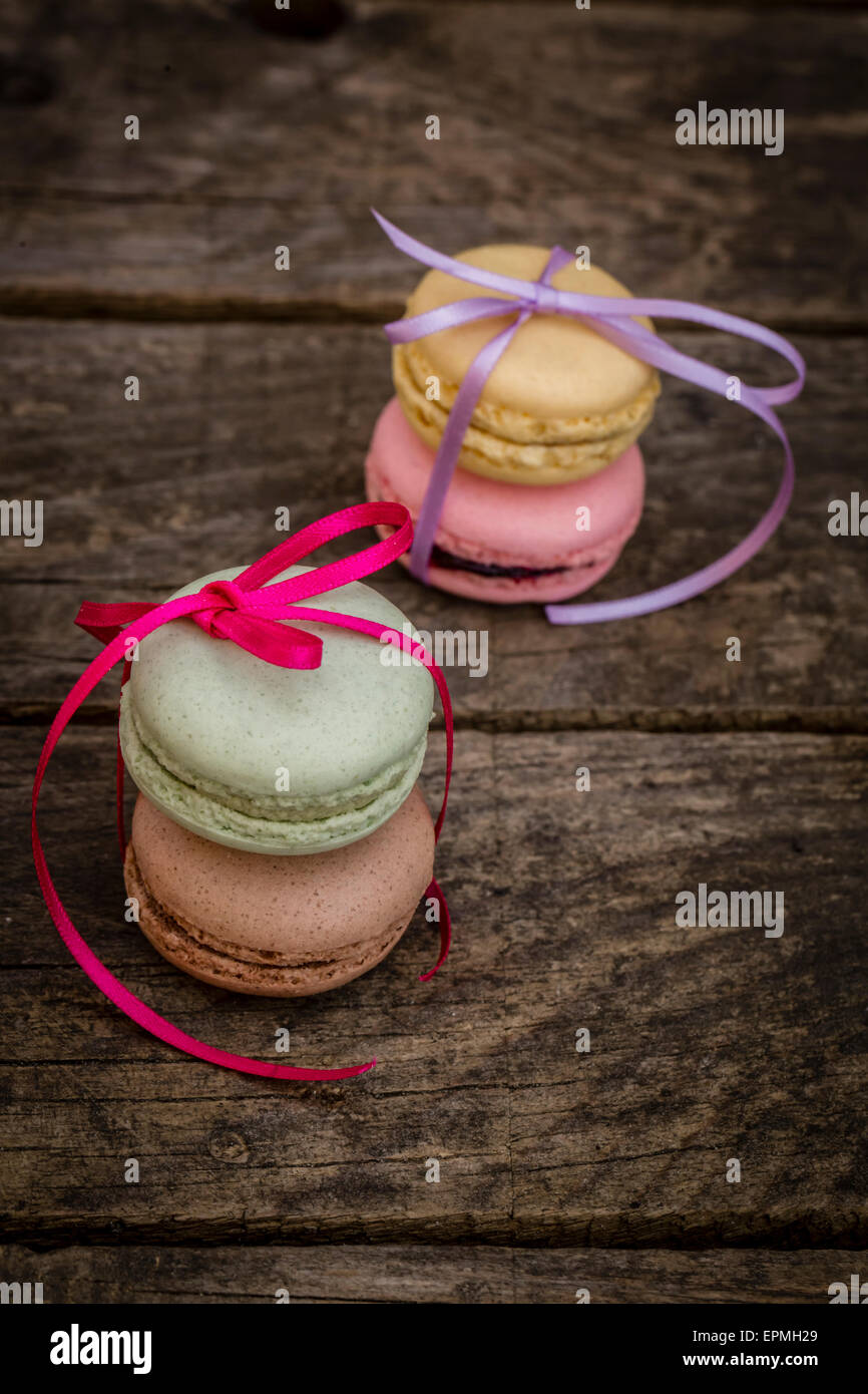Two stacks of different macarons Stock Photo - Alamy