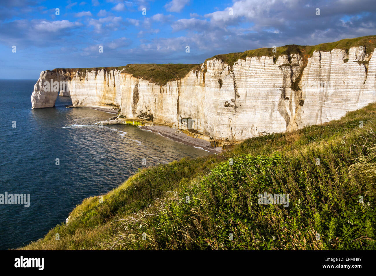 Falaise d'Amont cliff at Etretat, Normandy, France, Europe Stock Photo ...