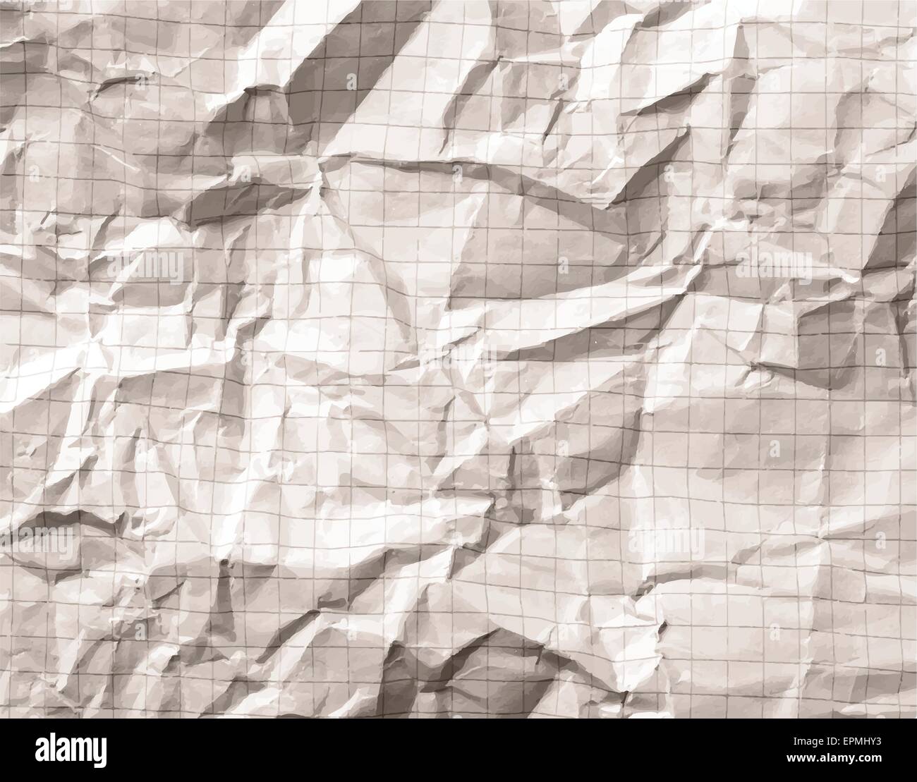 Crumpled gray blank math, grid paper background Stock Vector Image ...