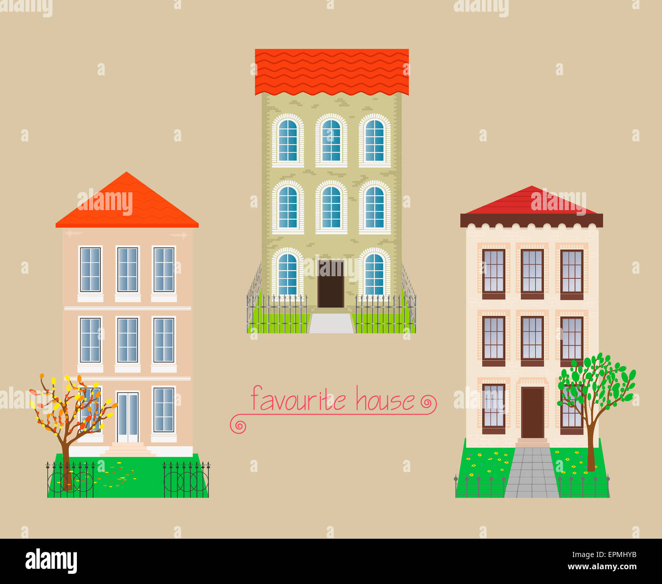 Set from three houses Stock Photo - Alamy