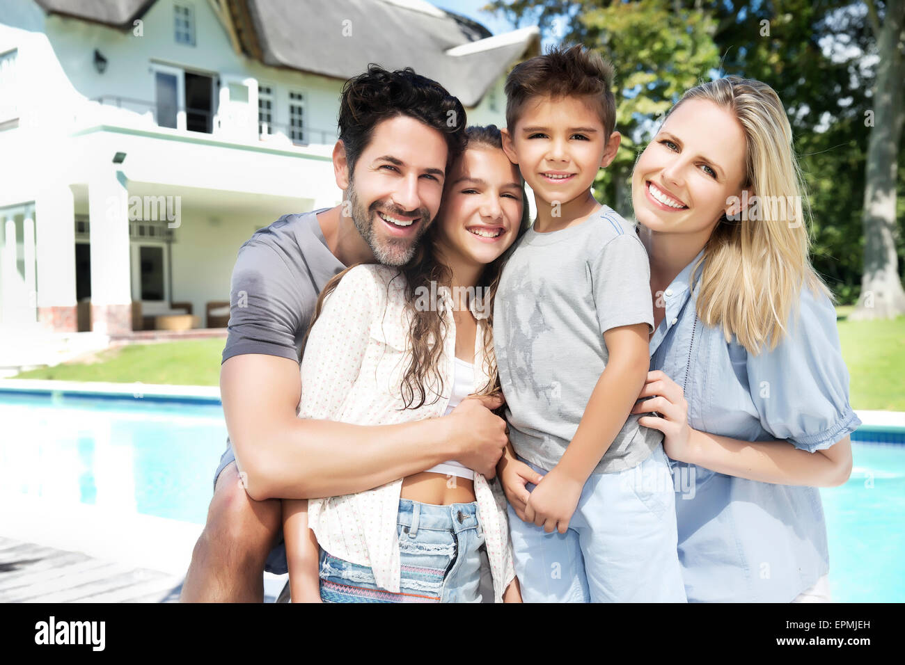 Family pool daughter enjoyment clothing hi-res stock photography and ...