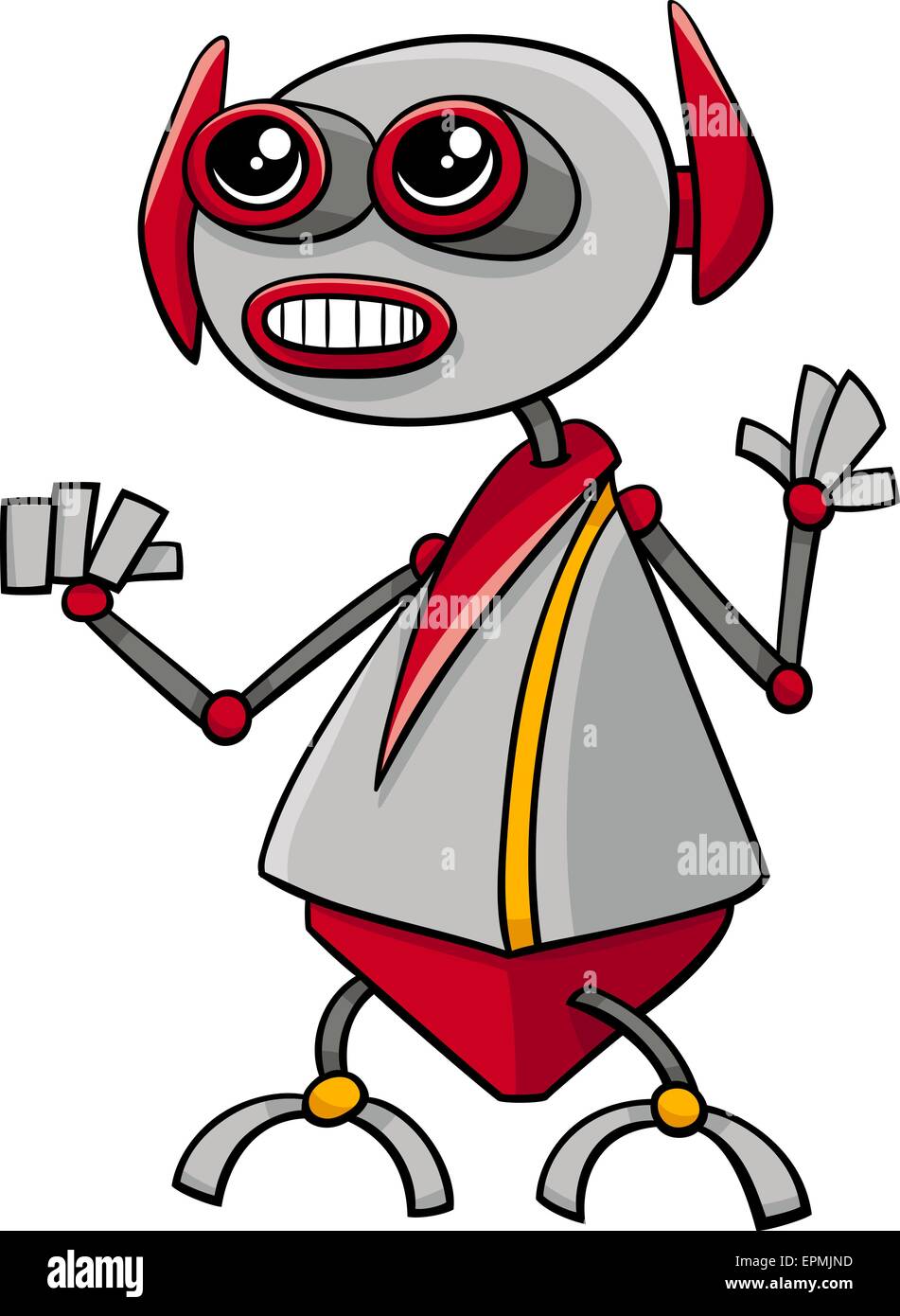 Cartoon Illustration of Funny Robot Science Fiction Character Stock ...