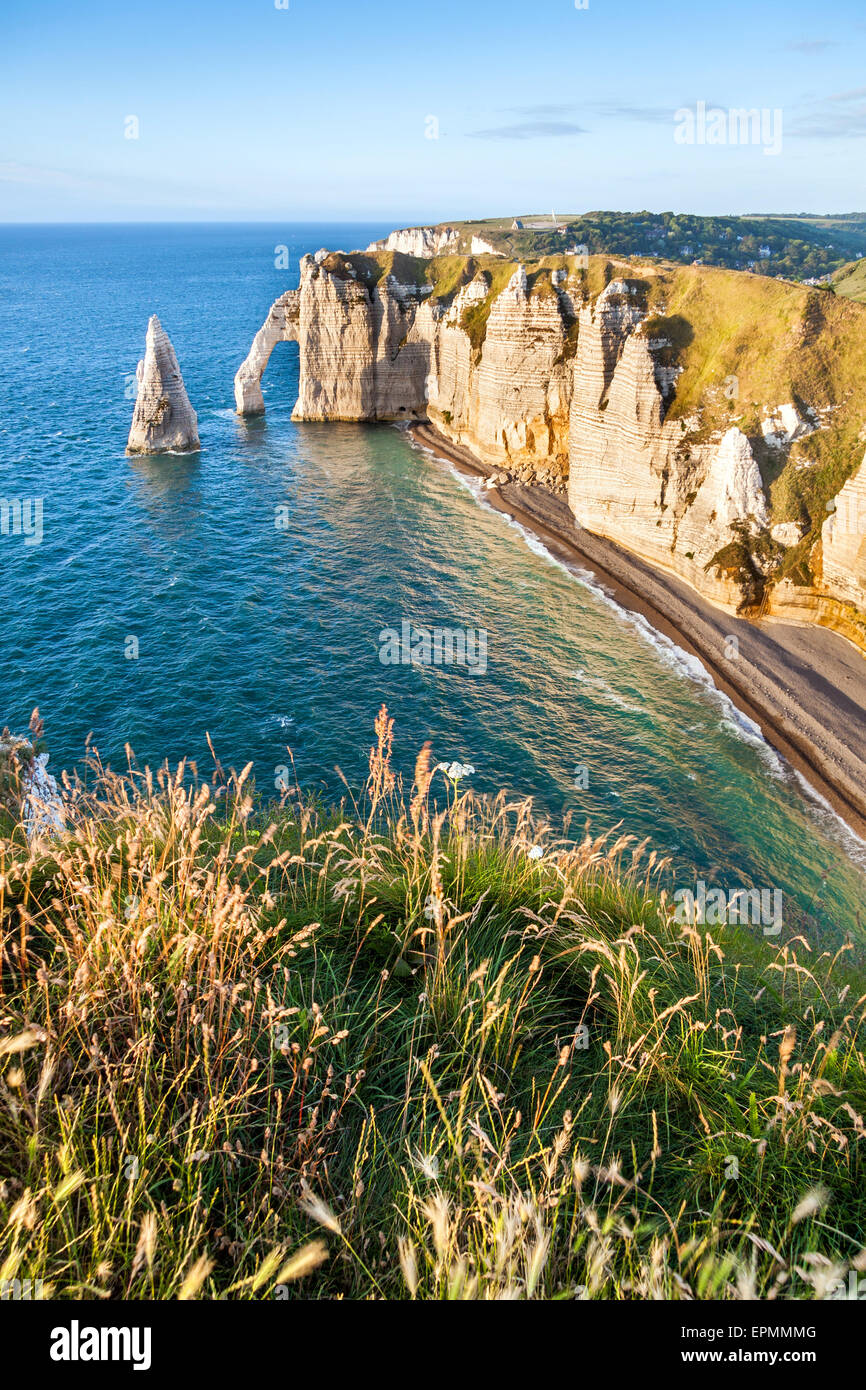 Falaise d'Amont cliff at Etretat, Normandy, France, Europe Stock Photo ...