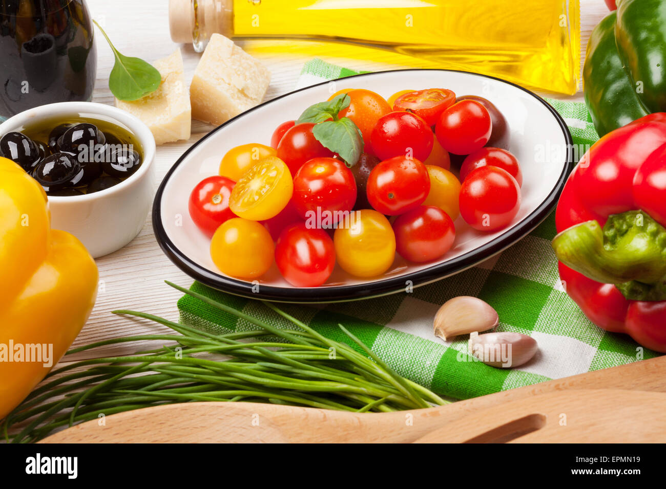 Italian food cooking ingredients. Vegetables, cheese, spices Stock ...