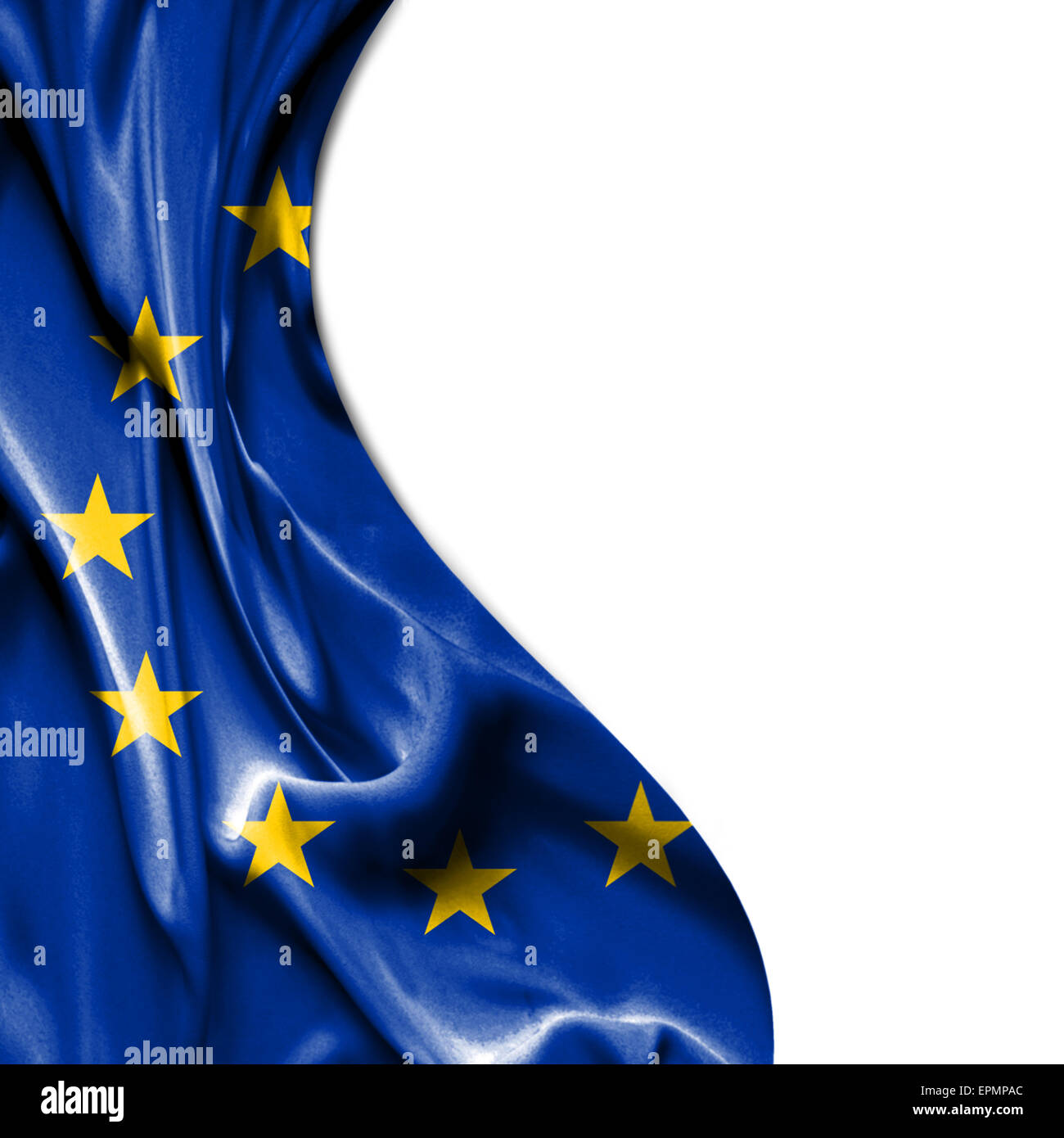 European Union waving silky flag isolated on white background Stock ...