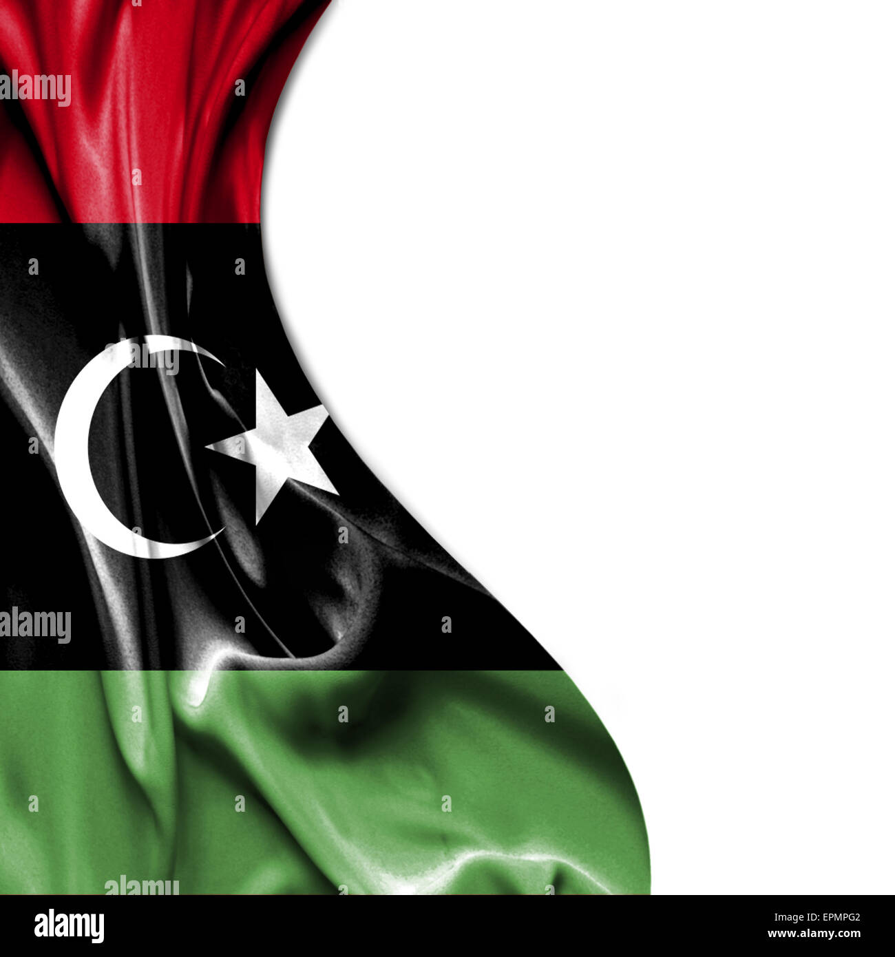 Libya waving silky flag isolated on white background Stock Photo - Alamy