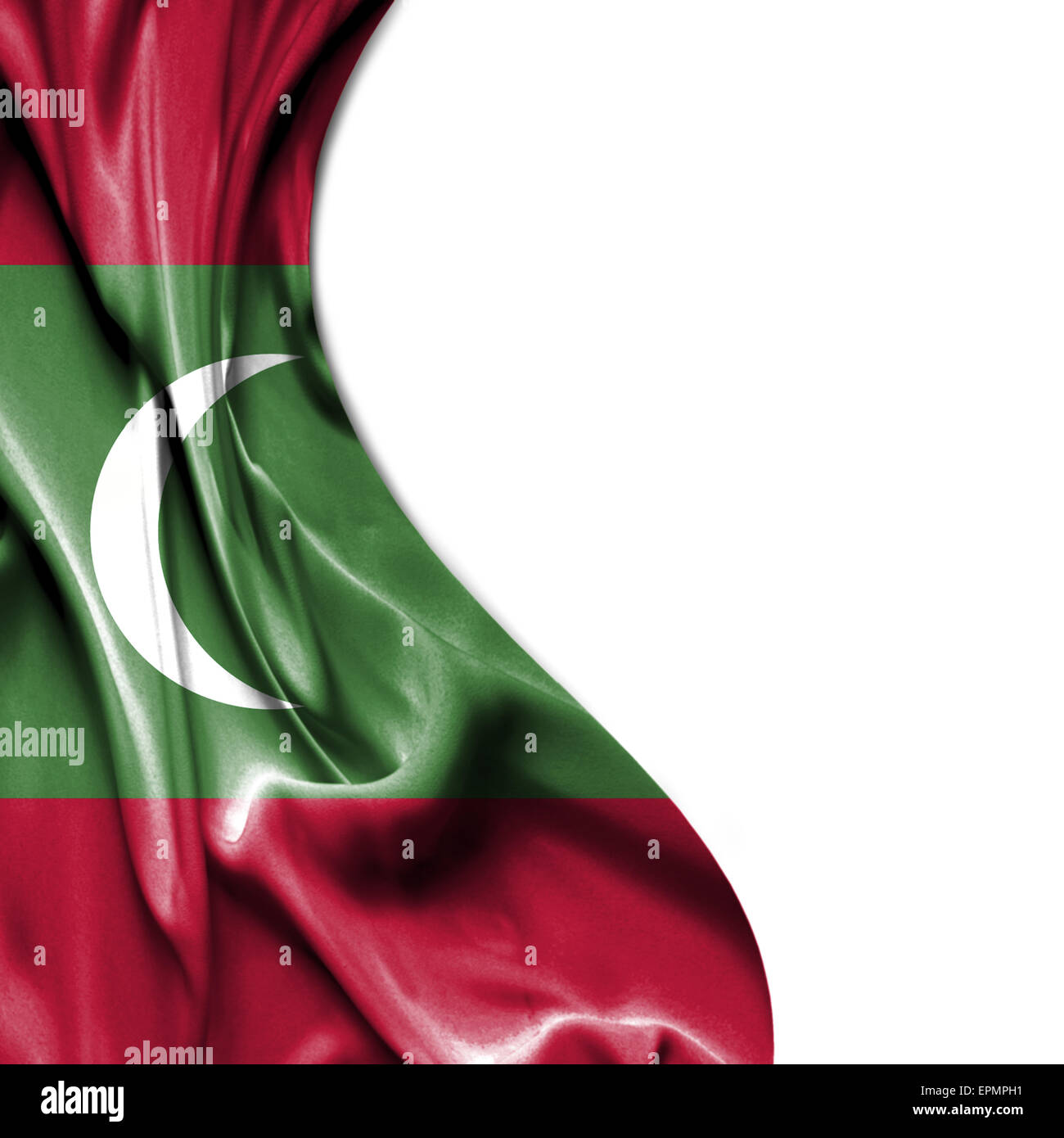 Maldives waving silky flag isolated on white background Stock Photo - Alamy