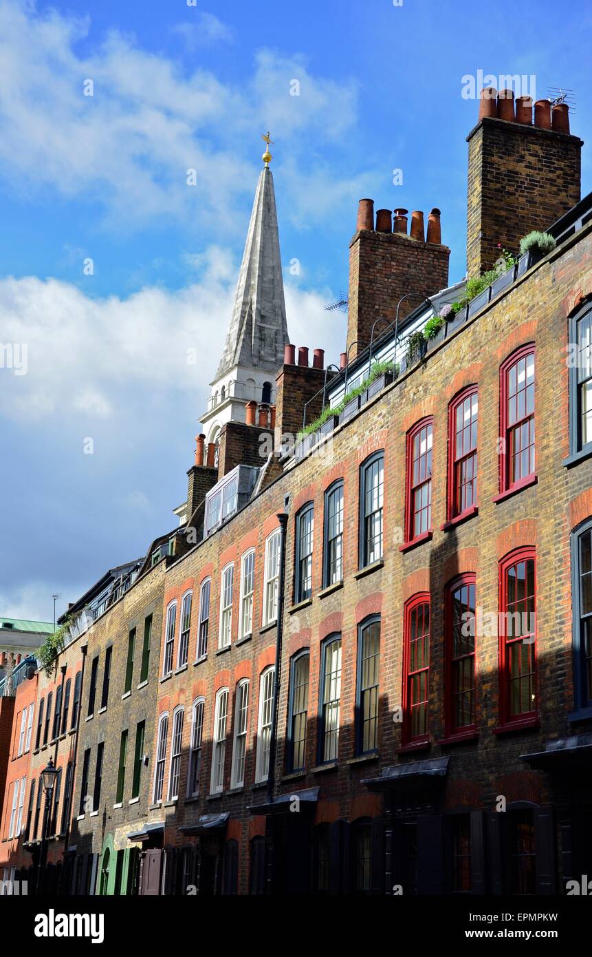 Houses on Wilkes Street with Christ Church, Spitalfields in the ...