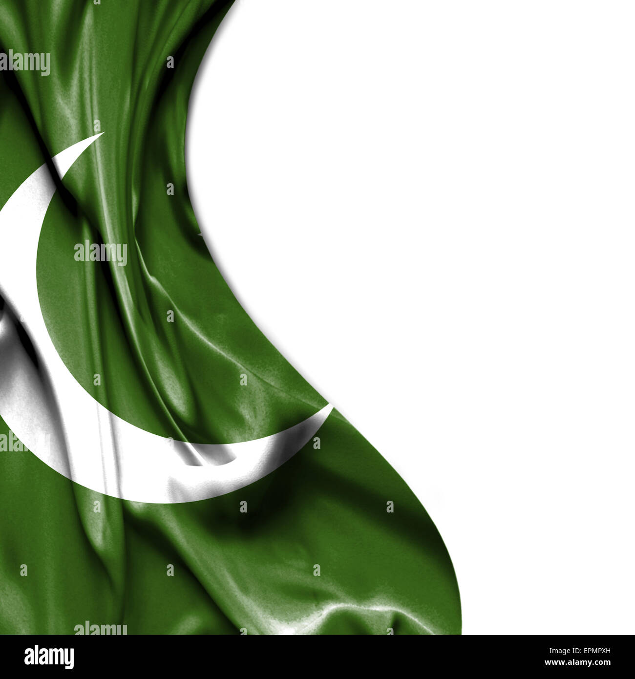 Pakistan waving silky flag isolated on white background Stock Photo - Alamy