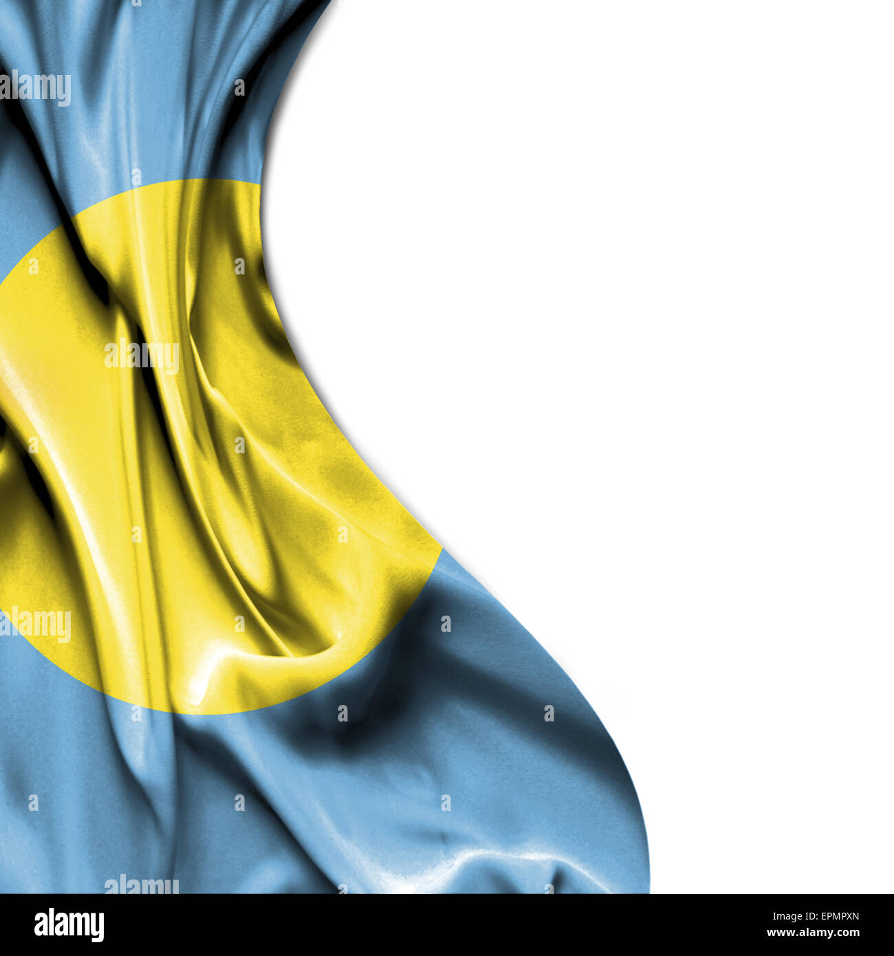 Palau waving silky flag isolated on white background Stock Photo - Alamy