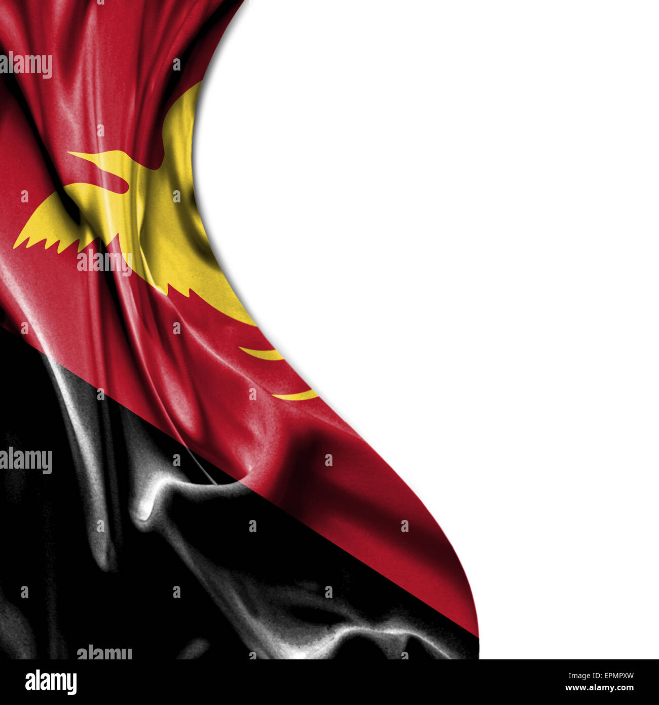 Papua New Guinea waving silky flag isolated on white background Stock ...