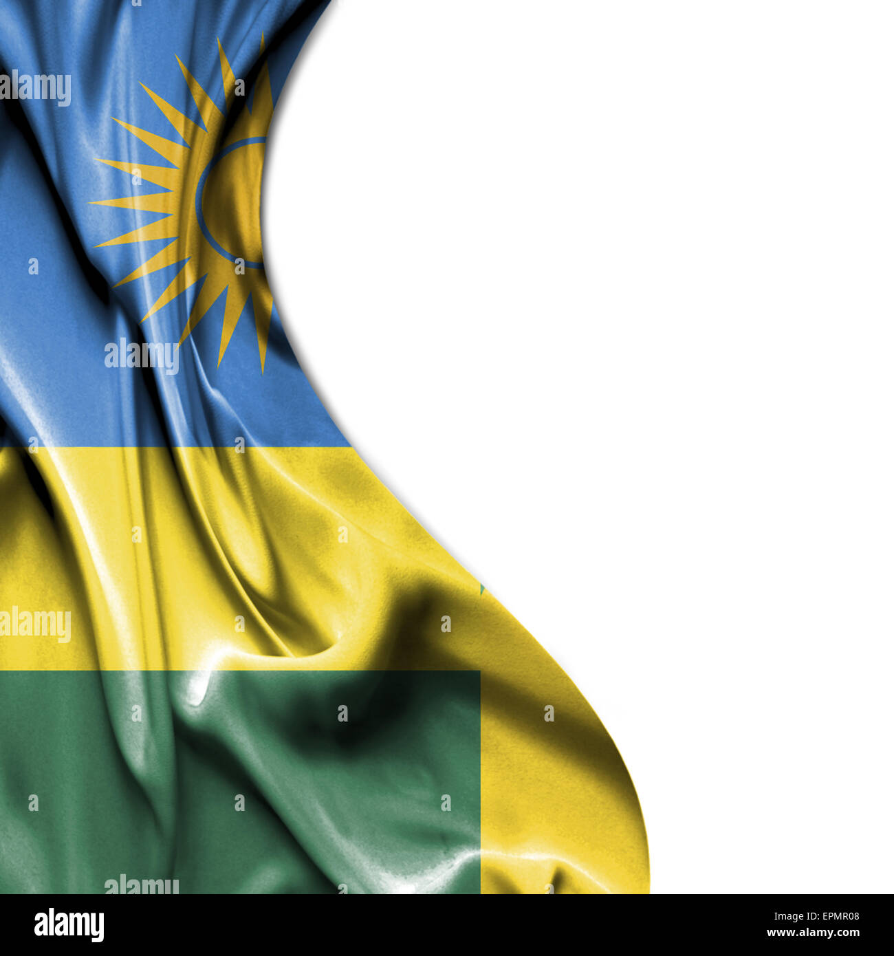 Rwanda waving silky flag isolated on white background Stock Photo - Alamy