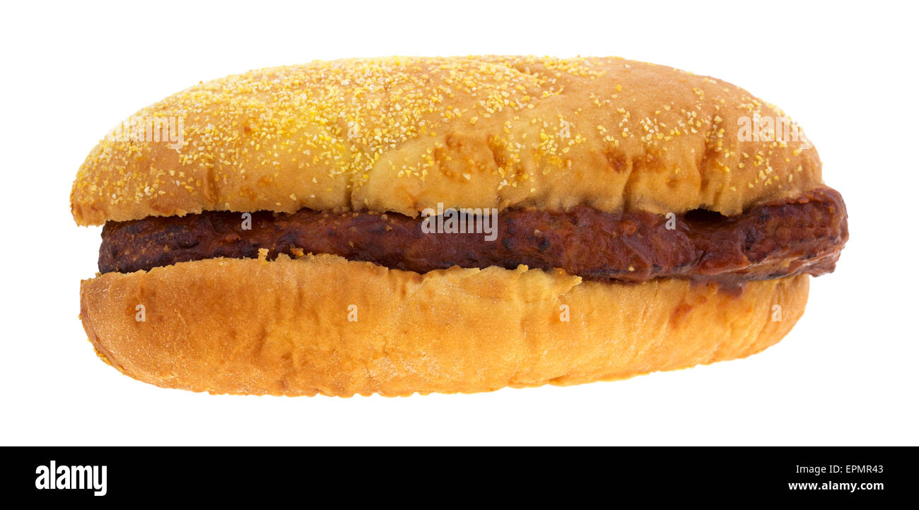 A pork rib sandwich with barbecue sauce isolated on a white background ...
