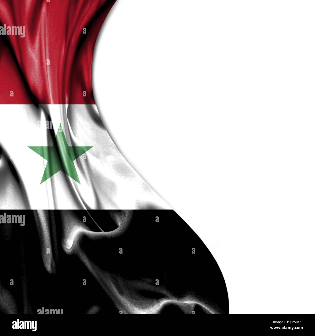 Syria waving silky flag isolated on white background Stock Photo - Alamy