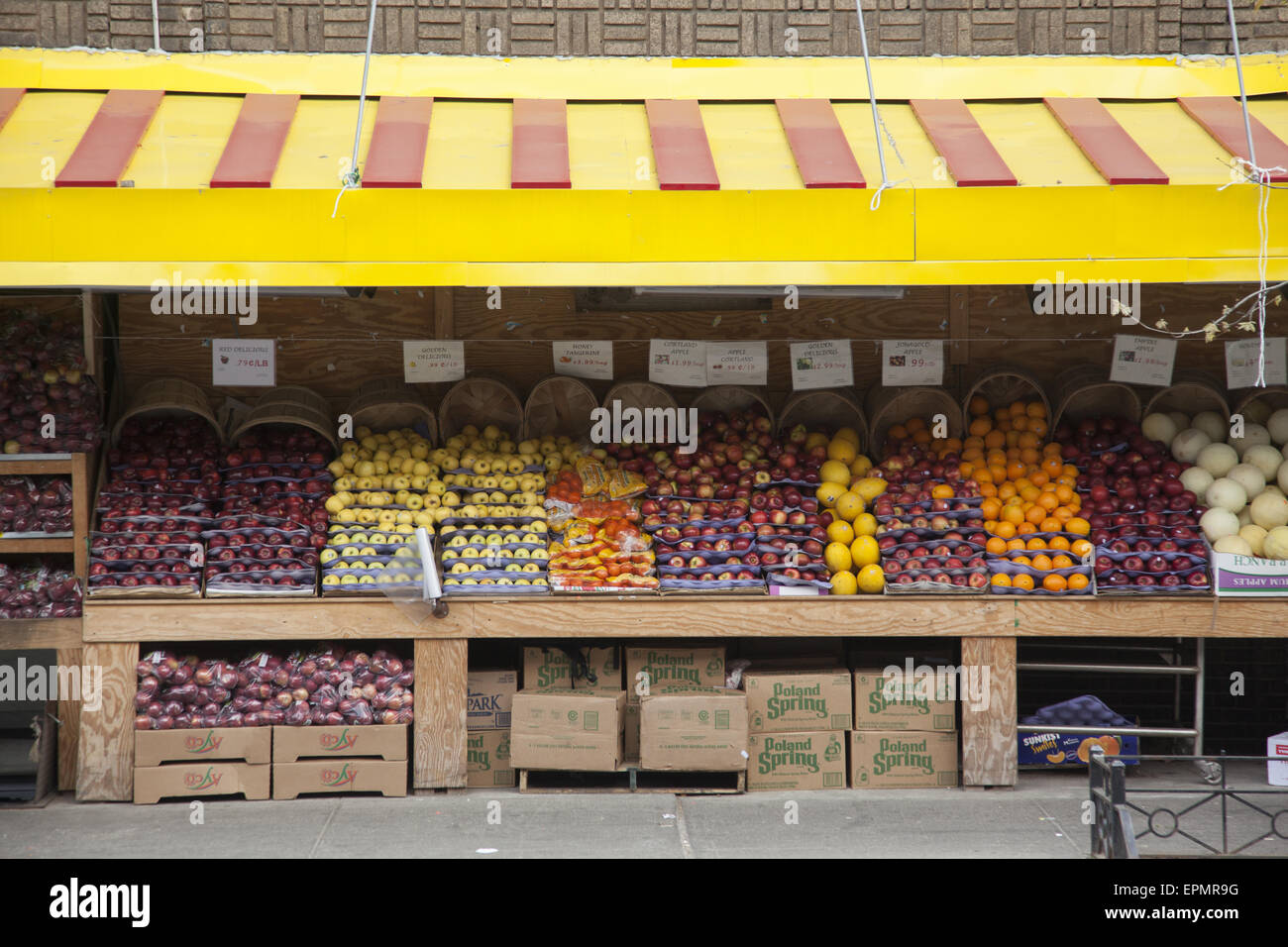 Fresh produce on display on the sidewalk at a market on Church Ave. in ...