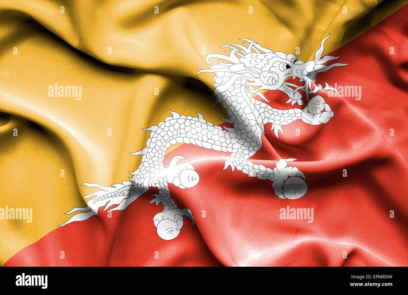 Bhutan waving flag Stock Photo - Alamy