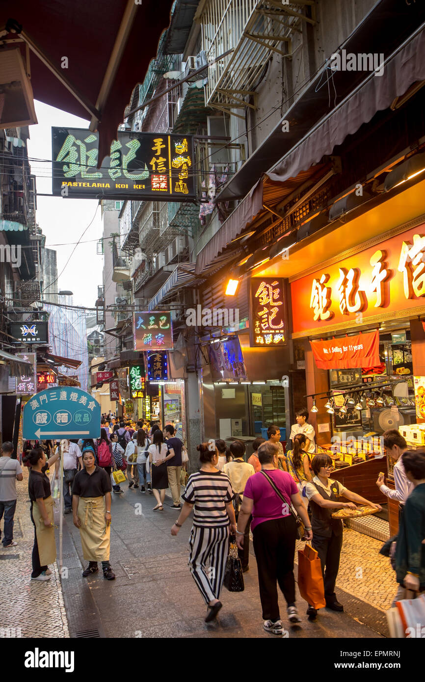 tourist street in the historic part of Macao Stock Photo - Alamy