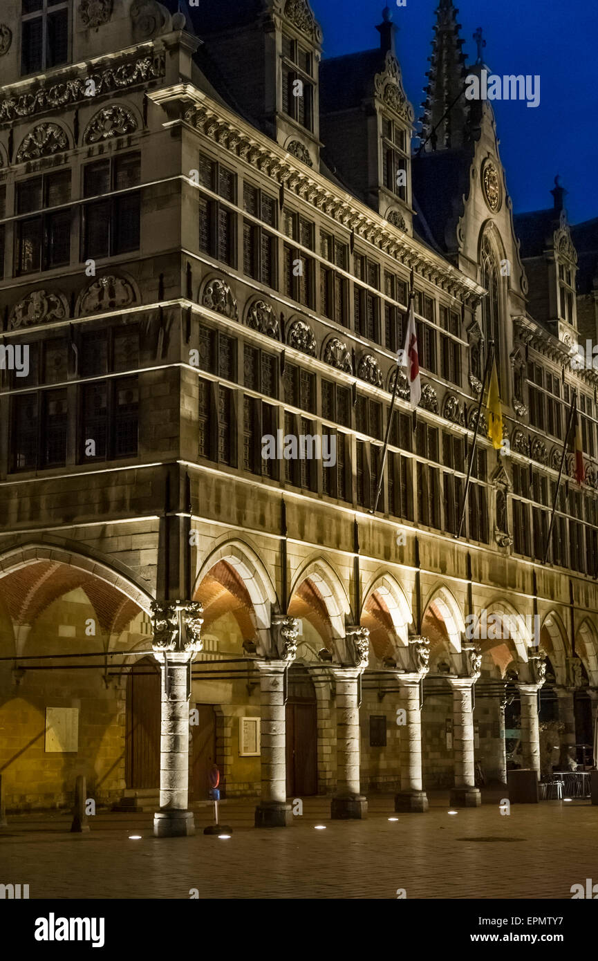 Belgium City of Ypres, Cloth Hall Facade Stock Photo - Alamy