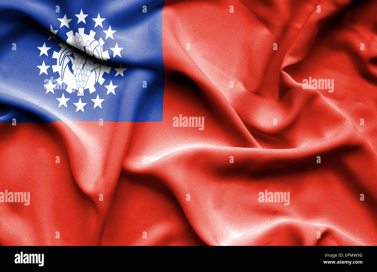 Myanmar waving flag Stock Photo - Alamy