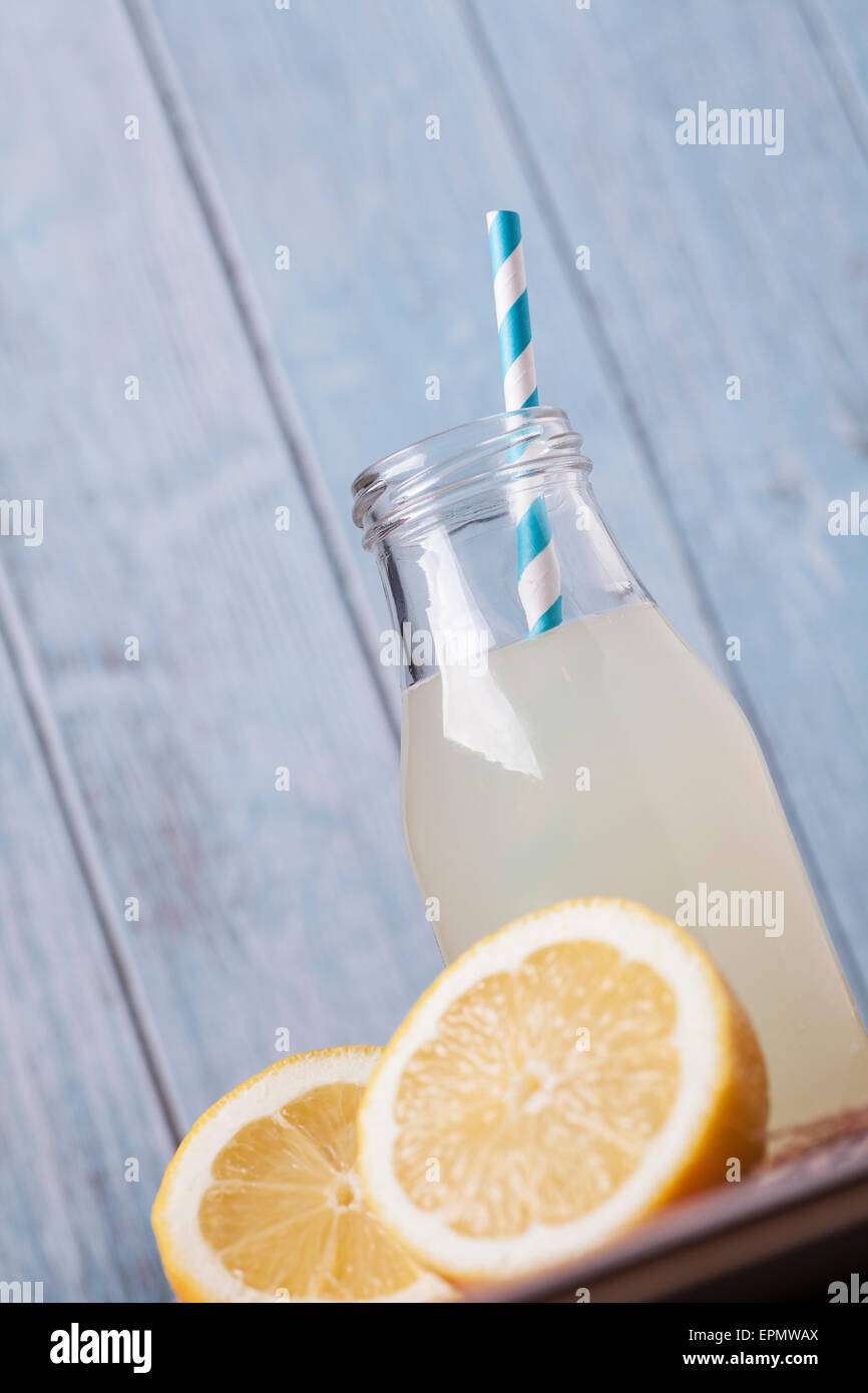 Traditional cloudy lemonade in glass bottles Stock Photo - Alamy