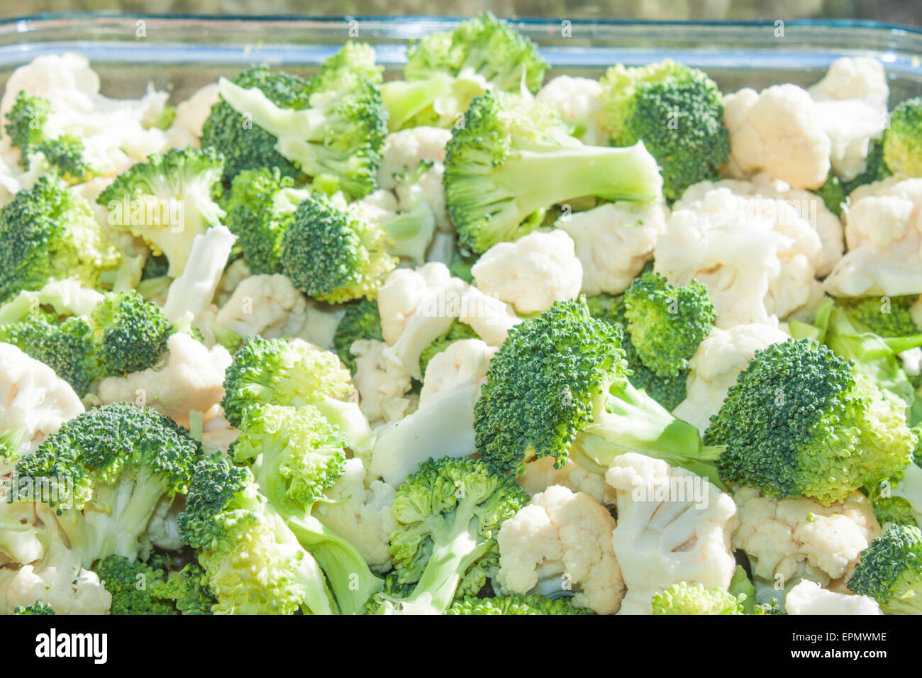 A lot of green and white, broccoli and cauliflower Stock Photo - Alamy
