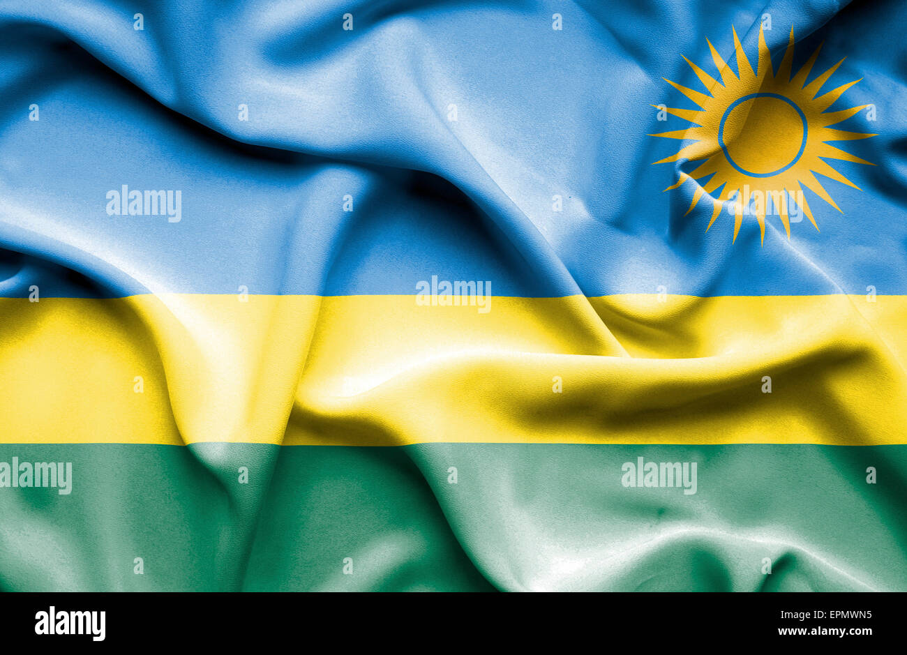 Rwanda waving flag Stock Photo - Alamy