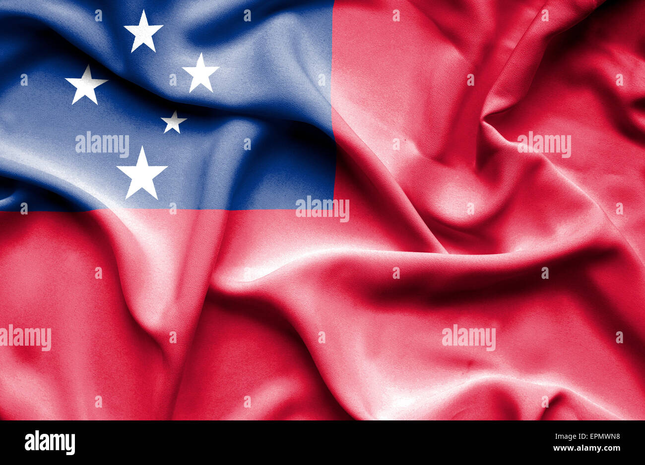 Samoa waving flag Stock Photo - Alamy