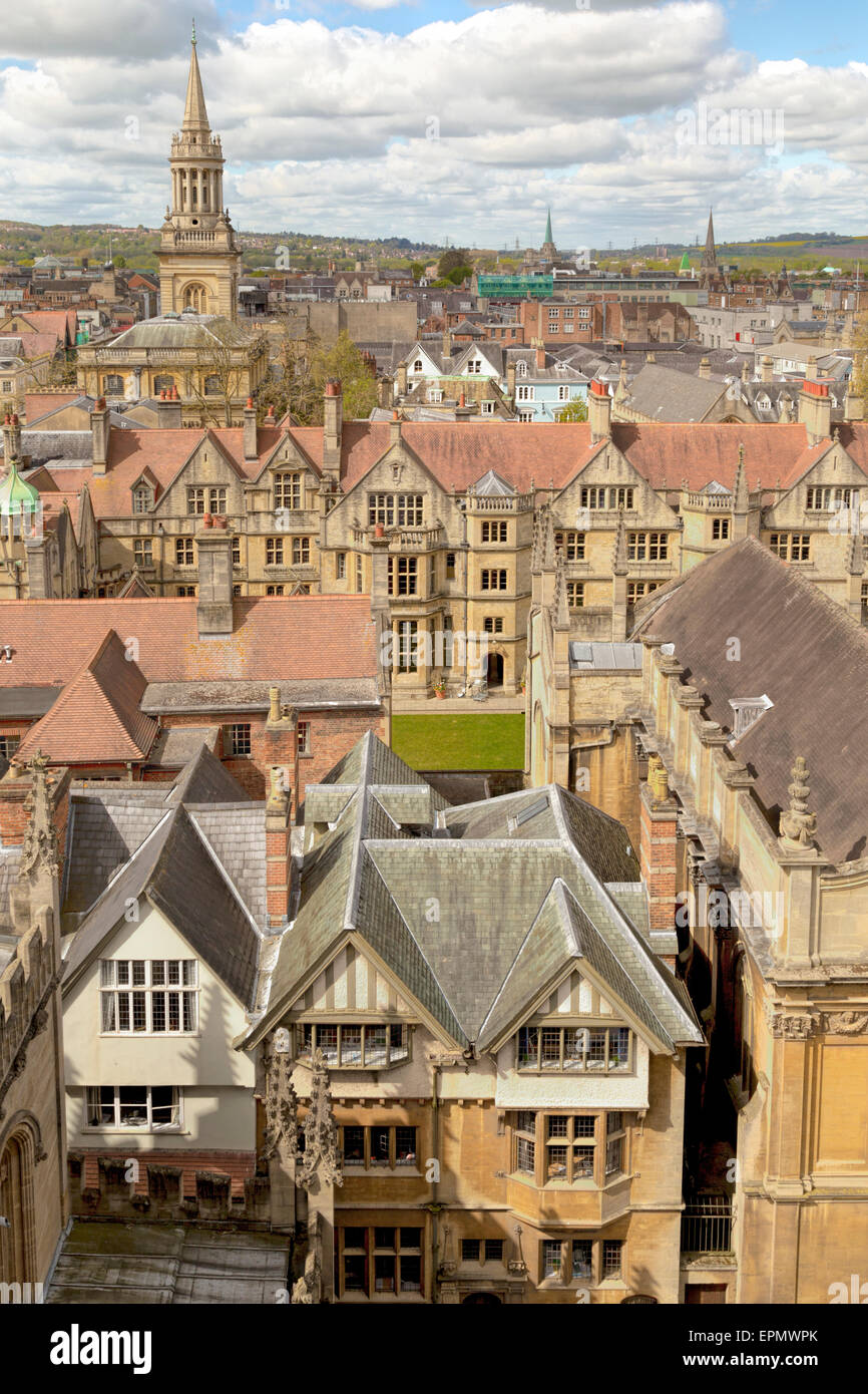 Aerial view on Lincoln College Library Tower and Brasenose College from ...
