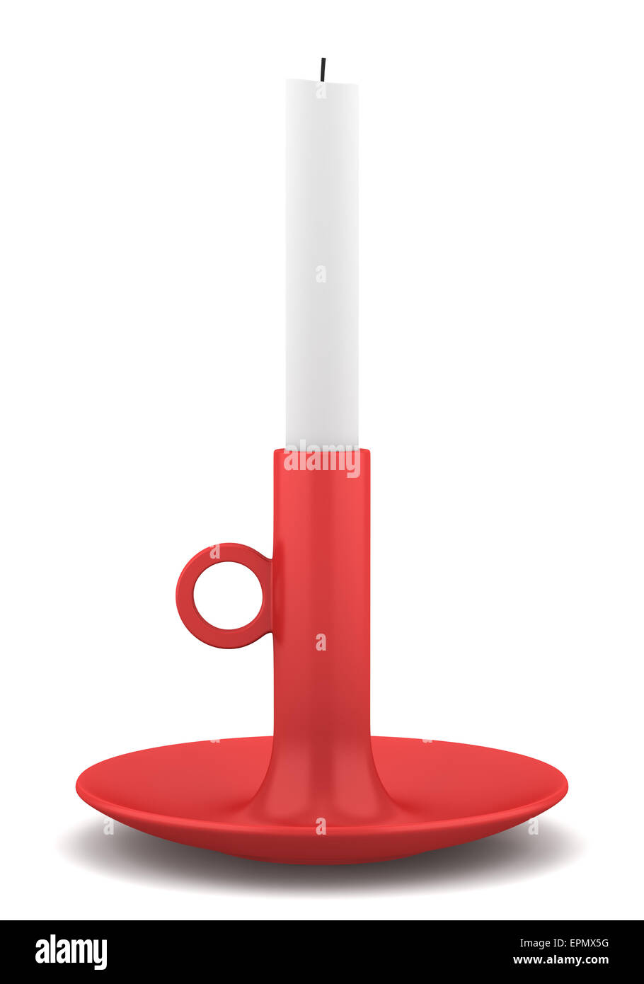 red ceramic candlestick with candle isolated on white background Stock ...