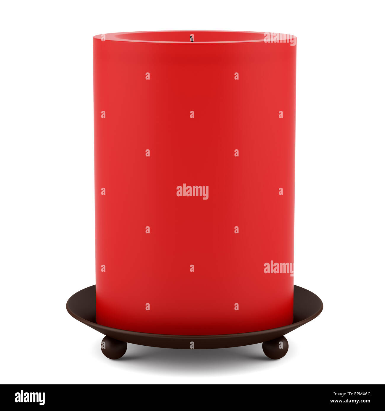 red candle on candlestick isolated on white background Stock Photo - Alamy