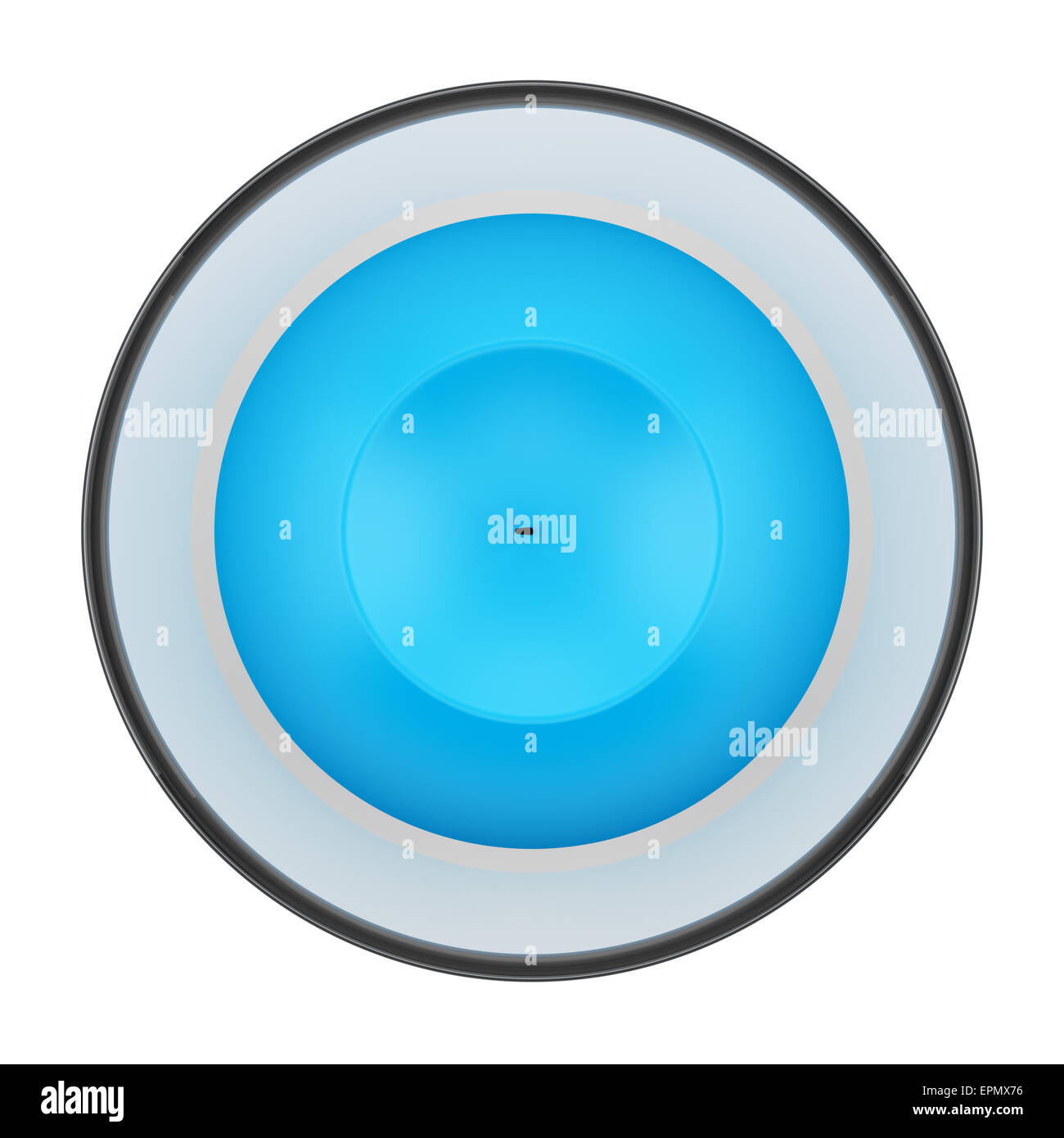 top view of glass candlestick with blue candle isolated on white ...